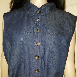 Laura Scott | Dresses | Laura Scott Sleeveless Denim Dress With Belt 4p ...